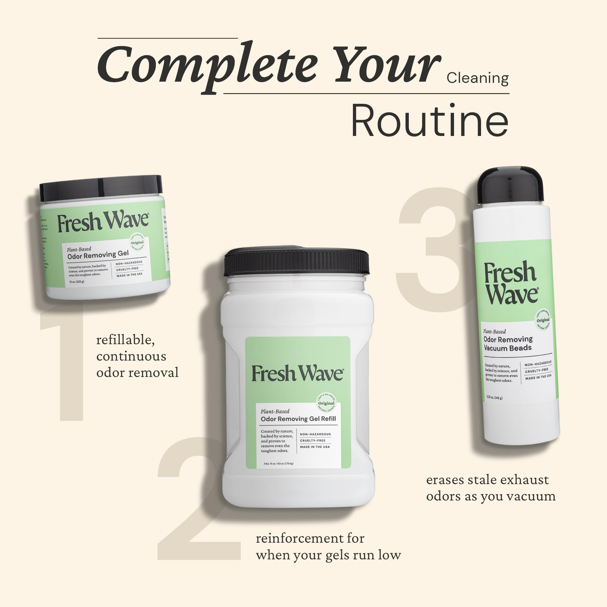 Fresh Wave Odor Removing Gel, 15 oz. | Pack of 2 | Odor Absorbers for Home | Safer Odor Relief | Natural Plant-Based Odor Eliminator | Every 15 oz. lasts 30-60 Days | For Cooking, Trash & Pets
