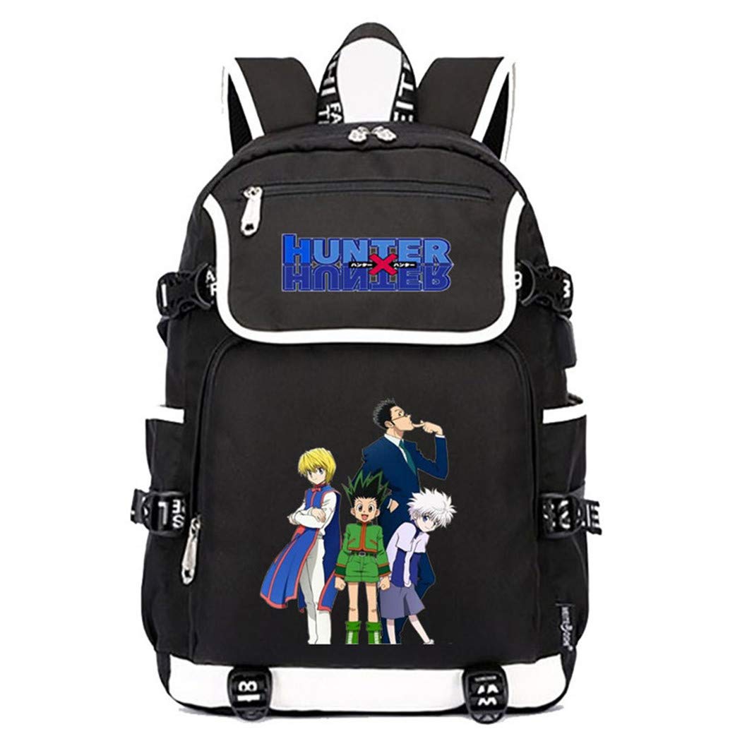 WANHONGYUE Hunter X Hunter Anime Cosplay Schoolbag Rucksack 15.6" Laptop Backpack with USB Charging Port Black / 3