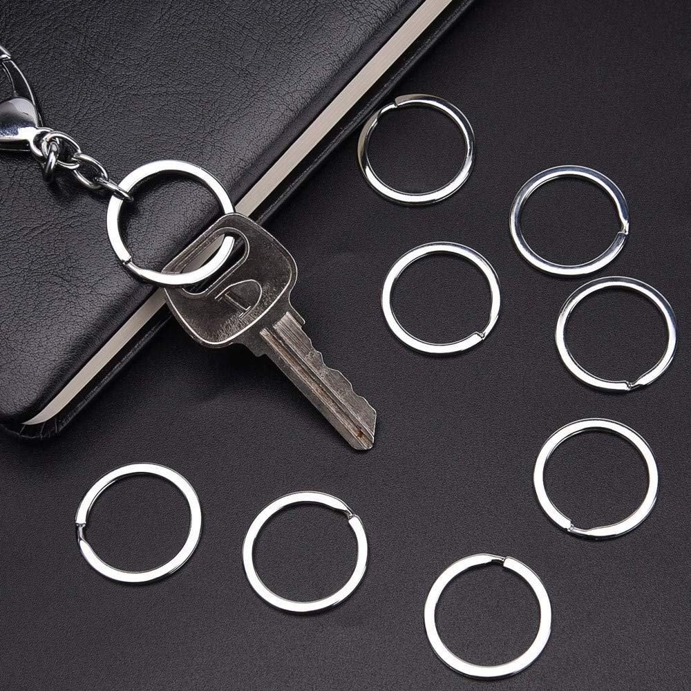 KINGFOREST 100PCS Flat Key Rings 1 Inch, Metal Keychain Rings Split Keyrings Flat Ring for Home Car Office Keys Attachment