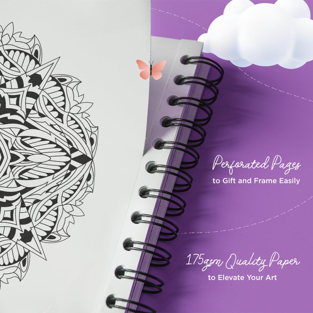 ColorIt Mandalas to Color Volume IV Coloring Book for Adults Relaxation, 50 Single-Sided Designs, Thick Smooth Paper, Spiral Binding, USA Printed, Lay Flat Hardback Book Covers, Ink Blotter Paper