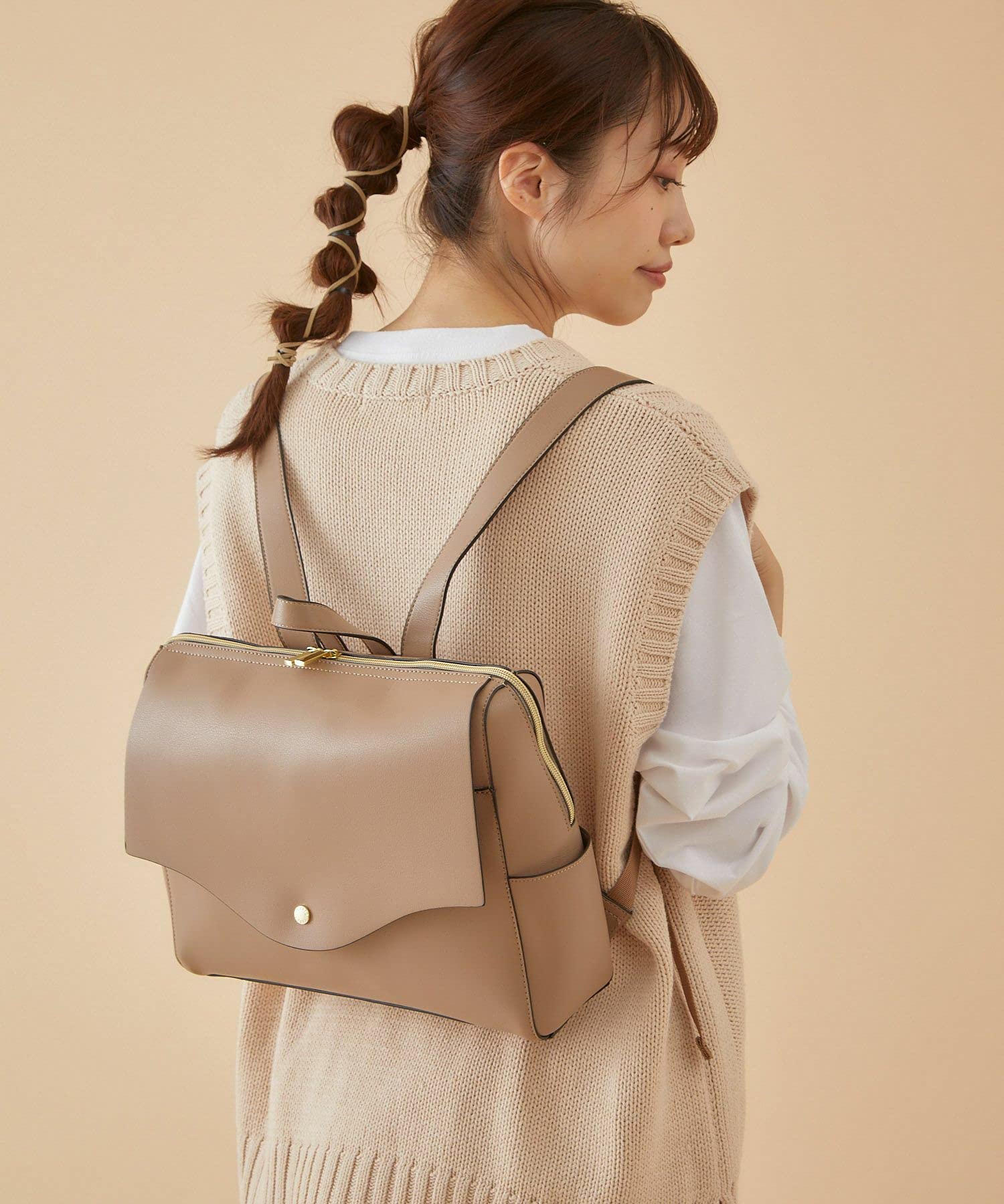 legato largo(レガートラルゴ) Women Rucksack Backpack, Camel