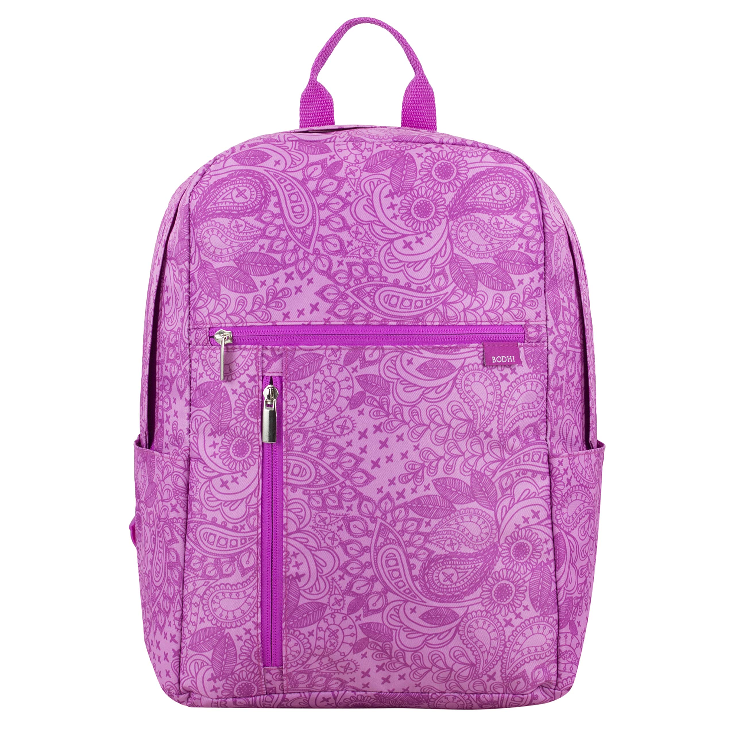 BODHI Adorn Casual Paisley Midi Backpack, 15" Tall, Blackberry/Colorful Paisley Print