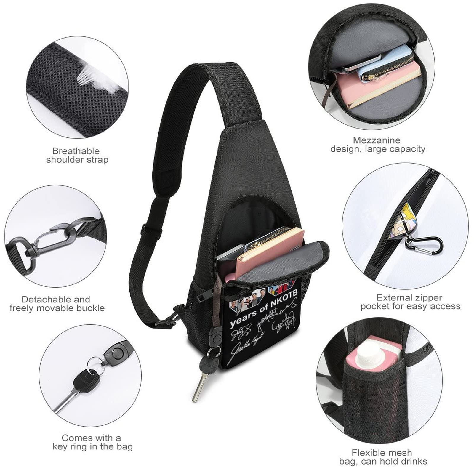 New-Kids On The-Block Crossbody Sling Backpack Travel Hiking Chest Bag Daypack