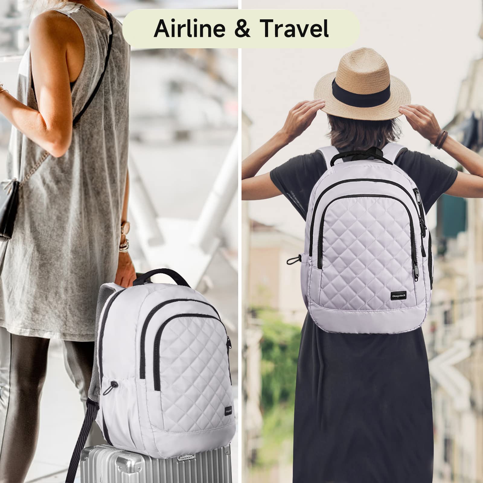 Travel Backpack for Men Women, 40L Carry On Backpack Flight Approved, TSA Suitcase Luggage Backpack for Weekender Business Trips, College School Bag for 15.6 17in Laptop, Grey