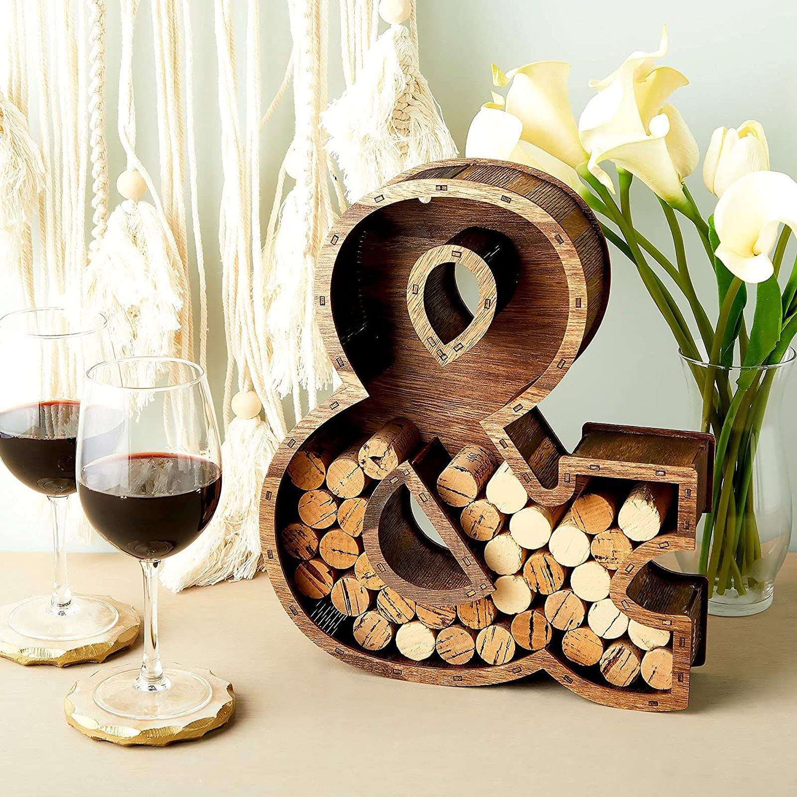 Wine Cork Holder, Ampersand Monogram Wall Mount (10 x 2.5 x 11.75 In)