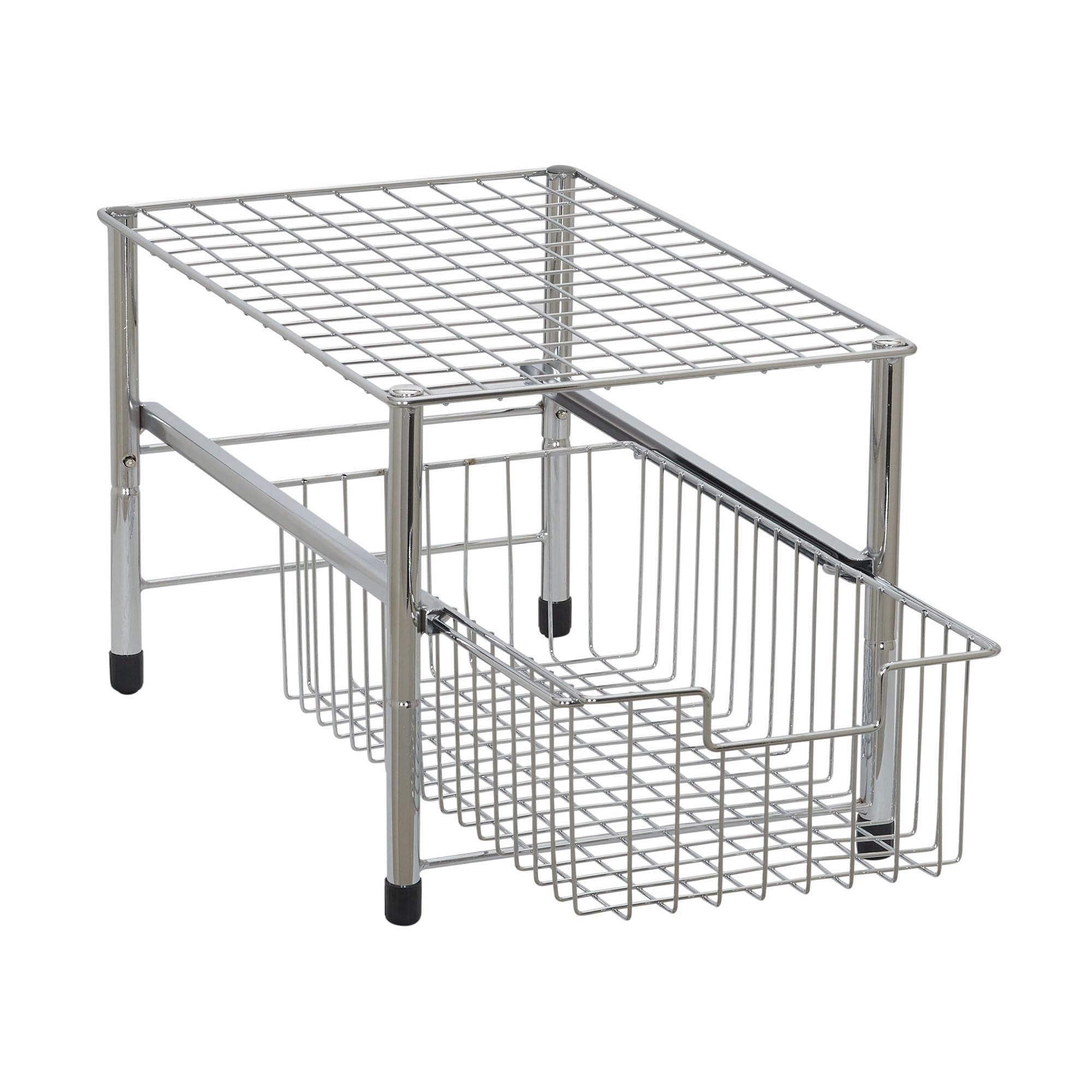 Household Essentials Silver 1237-1 Free Standing Pull Out Cabinet Organizer Shelf | Single, 16.5" Deep
