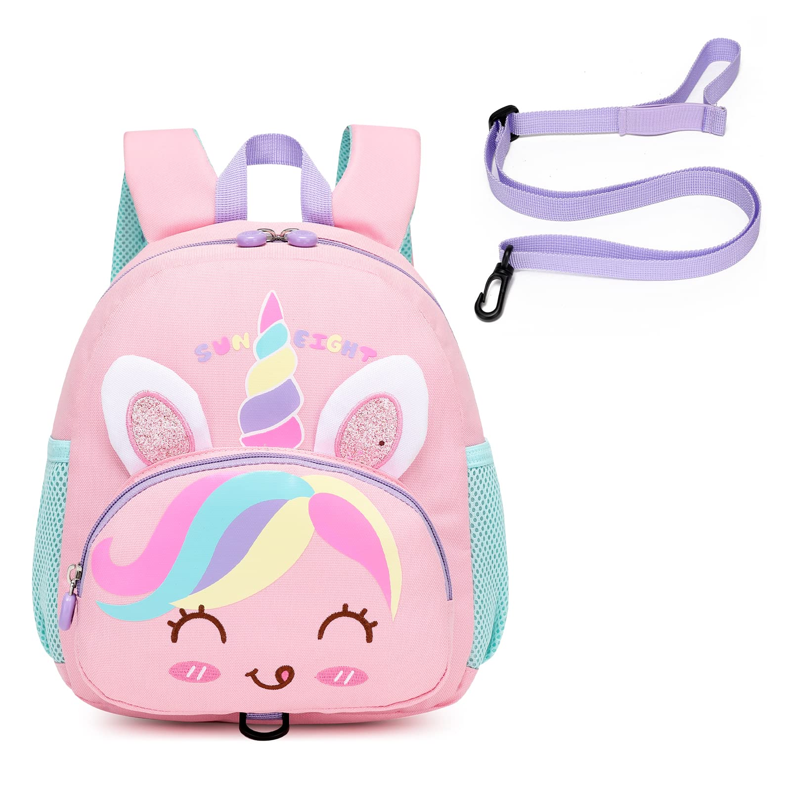 Mini Toddler Backpack for Girls Kids Backpack for Perschool with Toddler Harness Leashes 3D Cartoon Unicorn Kindergarten Schoolbag for Little Girl Boy Ages 12M+