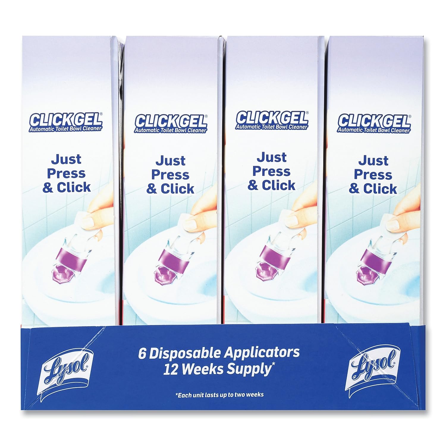 Lysol Click Gel Automatic Toilet Bowl Cleaner, Gel Toilet Bowl Cleaner, For Cleaning and Refreshing, Lavender Fields, 6 Applicators
