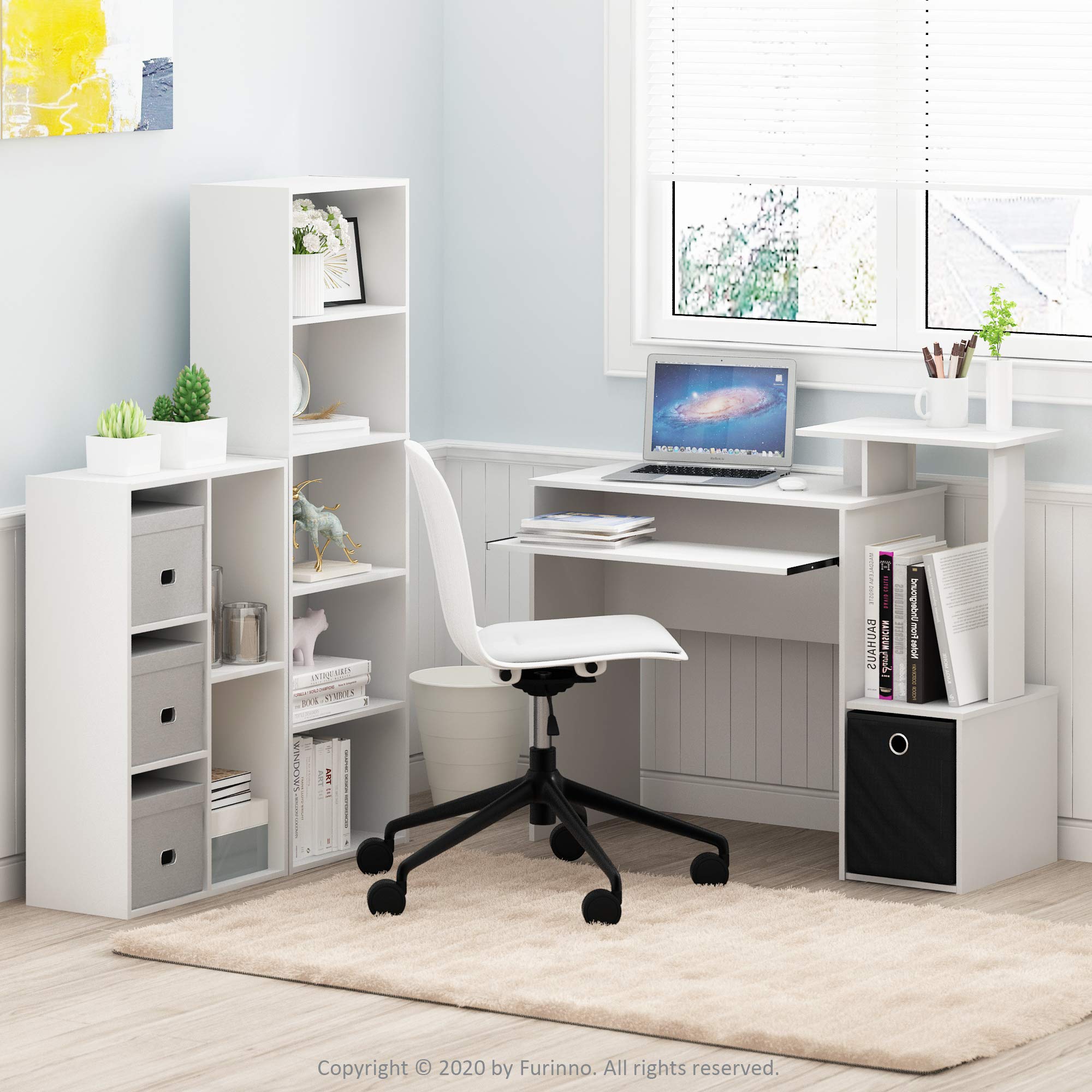 Furinno Luder Bookcase / Book / Storage , 5-Tier, White