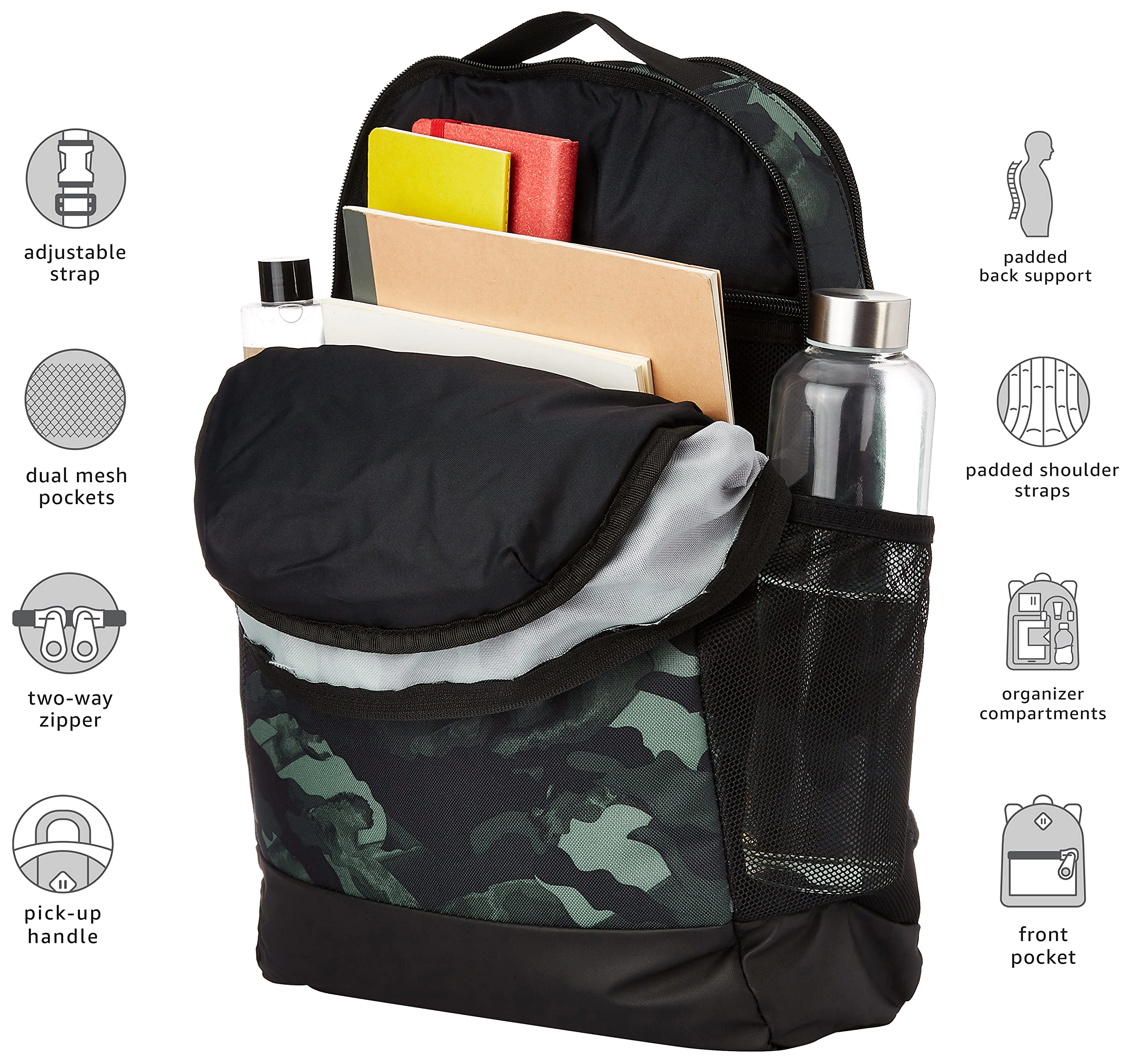 Nike Brasilia 9.0 All Over Print Medium Backpack, BA6334-077 (Light Solar Flare Heather/Black/Metallic Cool Grey)
