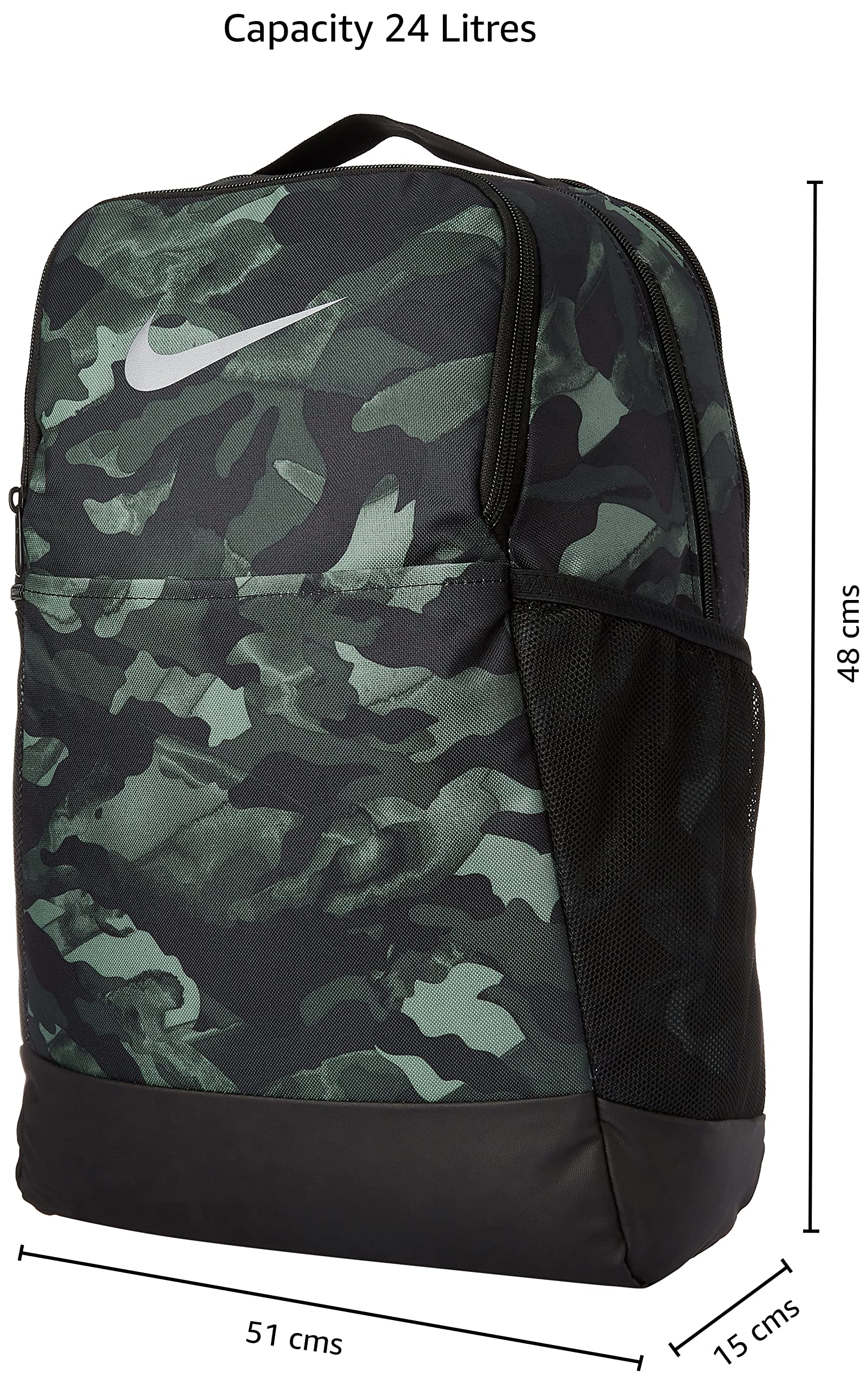 Nike Brasilia 9.0 All Over Print Medium Backpack, BA6334-077 (Light Solar Flare Heather/Black/Metallic Cool Grey)