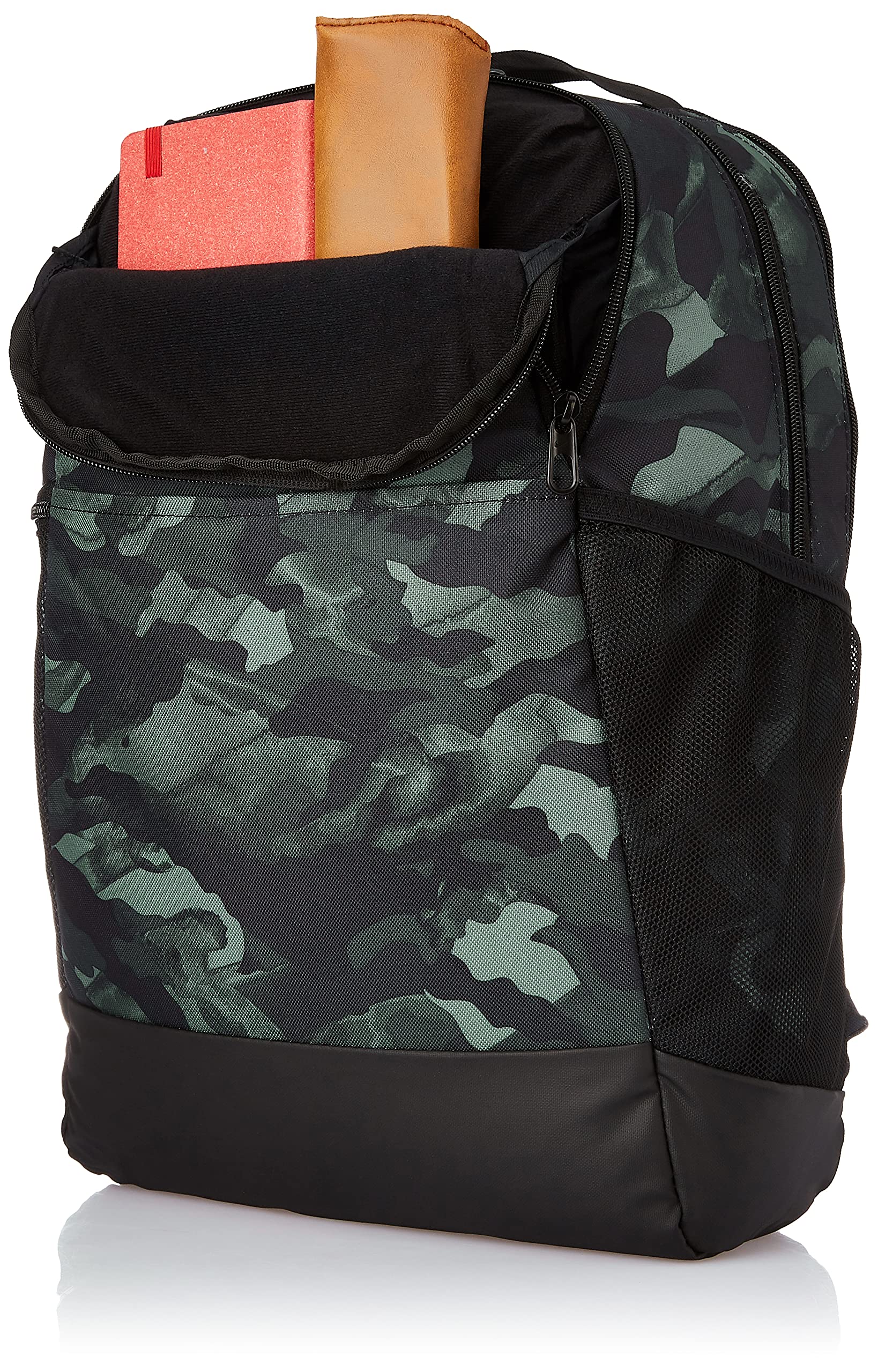 Nike Brasilia 9.0 All Over Print Medium Backpack, BA6334-077 (Light Solar Flare Heather/Black/Metallic Cool Grey)