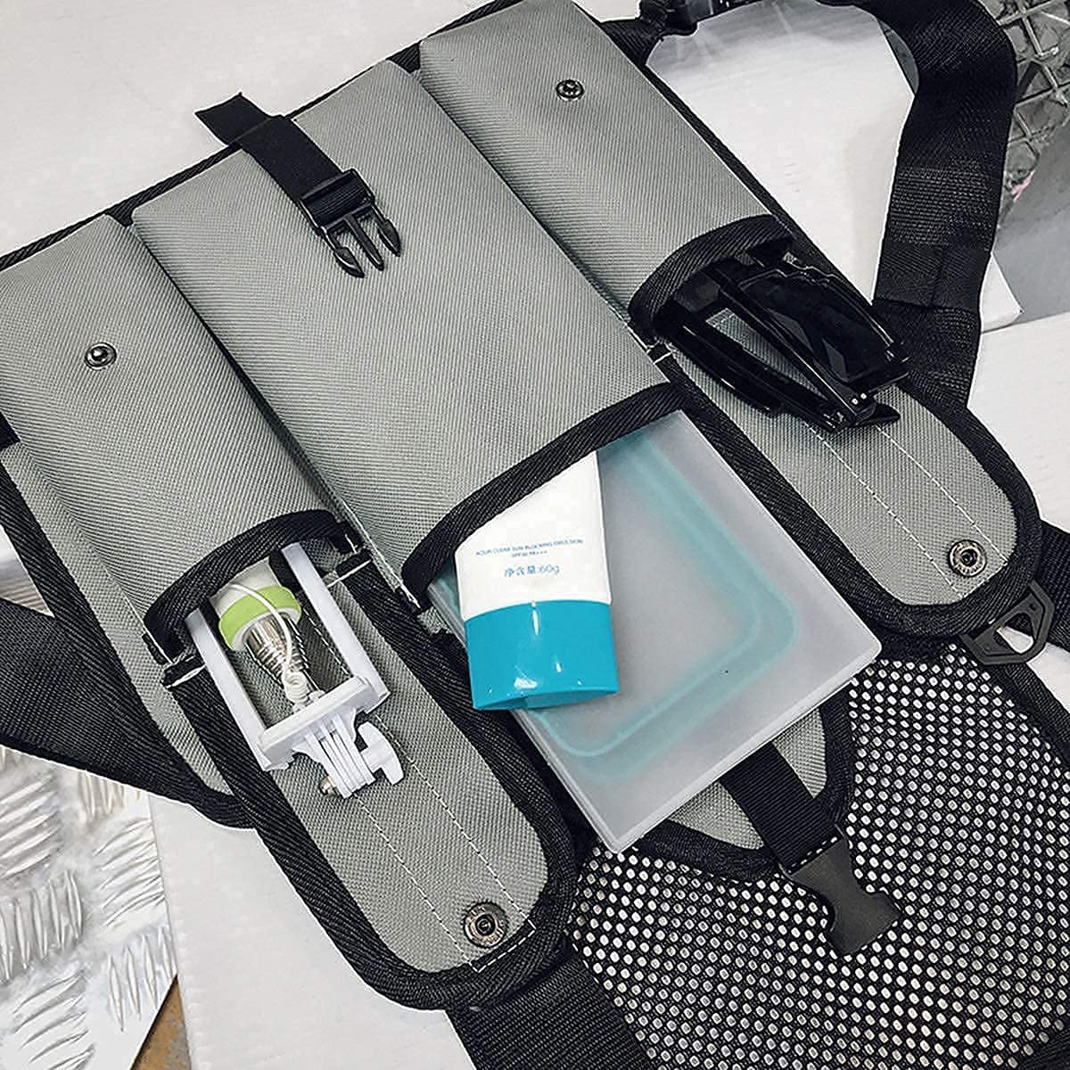 mosstyus Chest Front Bag Reflective Vest Radio Harness Adjustable Chest Rig Bag Pocket Pack Holster for Two Way Radio
