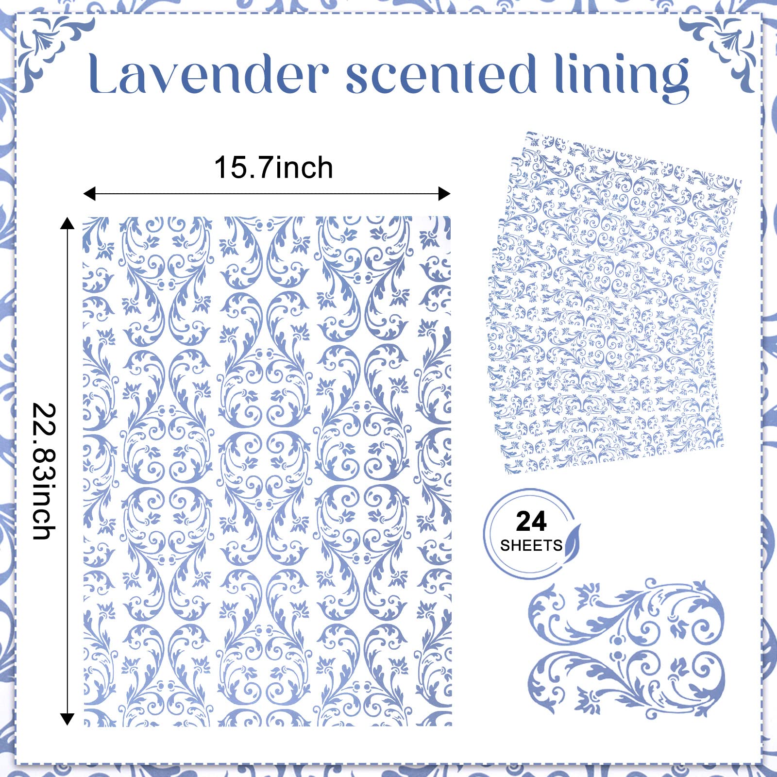 24 Sheets Drawer Liners for Dresser Fresh Linen Scented Drawer Liners for Bedroom Drawer Paper Liner Non Adhesive Paper Sheets for Drawer Fragrant Drawer Liners for Home Shelf Closet (Modern Style)
