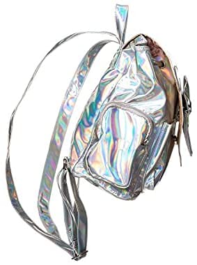 Lost Queen Nyla Iridescent Backpack Heart Bow Ladies Holographic Knapsack Casual Fashion Bag