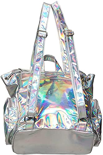 Lost Queen Nyla Iridescent Backpack Heart Bow Ladies Holographic Knapsack Casual Fashion Bag