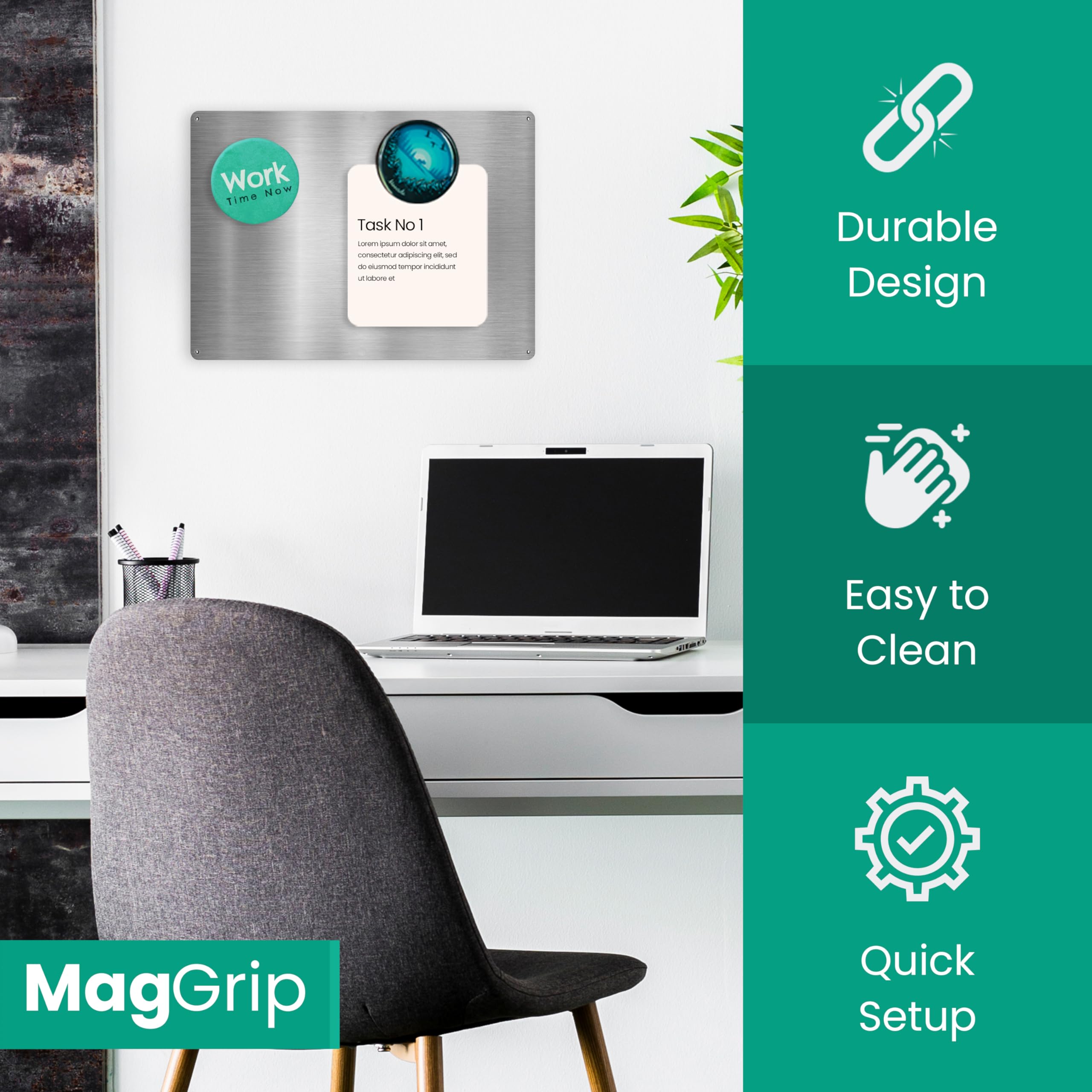 MagGrip GripPlate Stainless Steel Plate Spice Jar Grips | Easily attach over 6 Large 6.5 x 9 Inches | Any Space, Any Place not Included