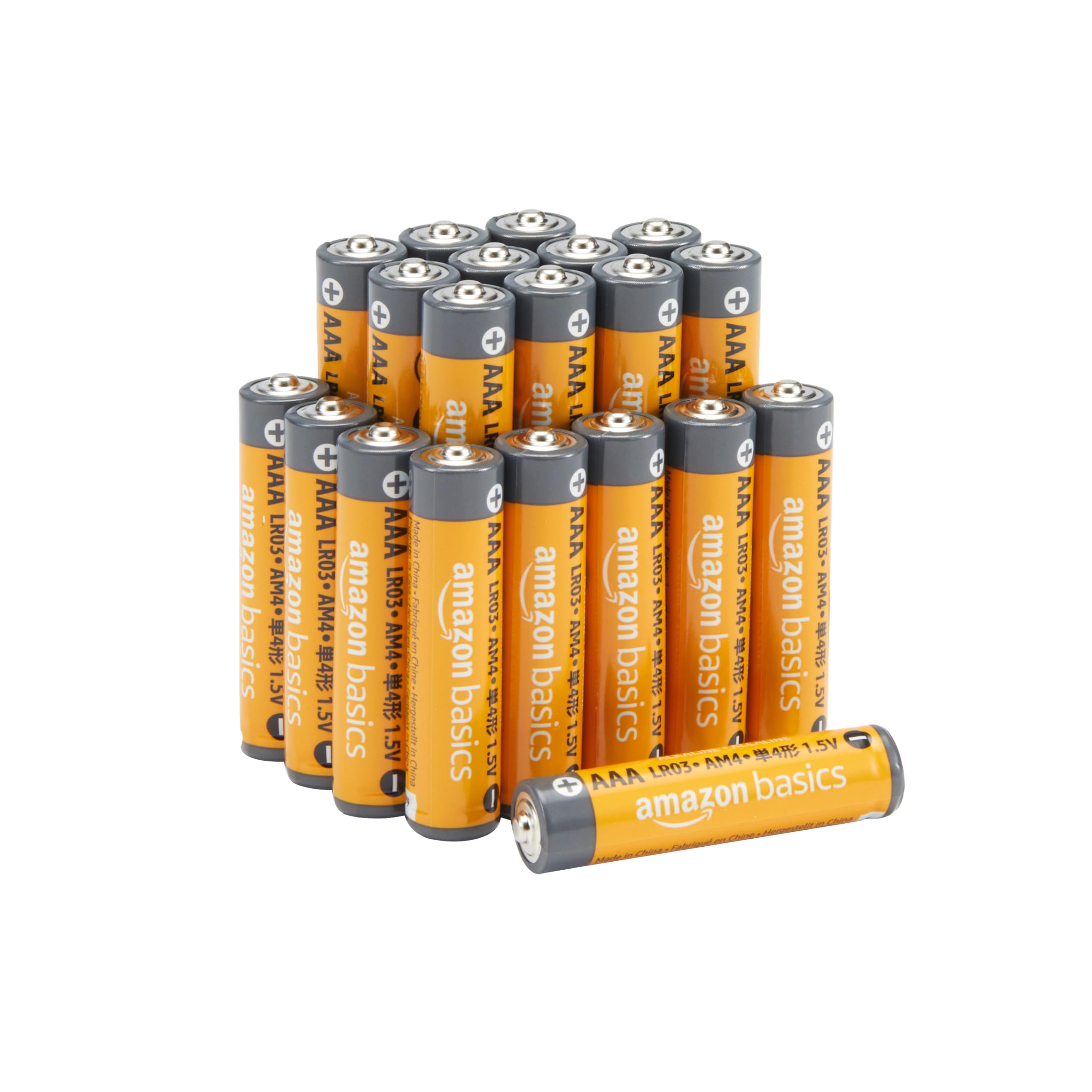 Amazon Basics 20 Pack AAA High-Performance Alkaline Batteries, 10-Year Shelf Life, Easy to Open Value Pack