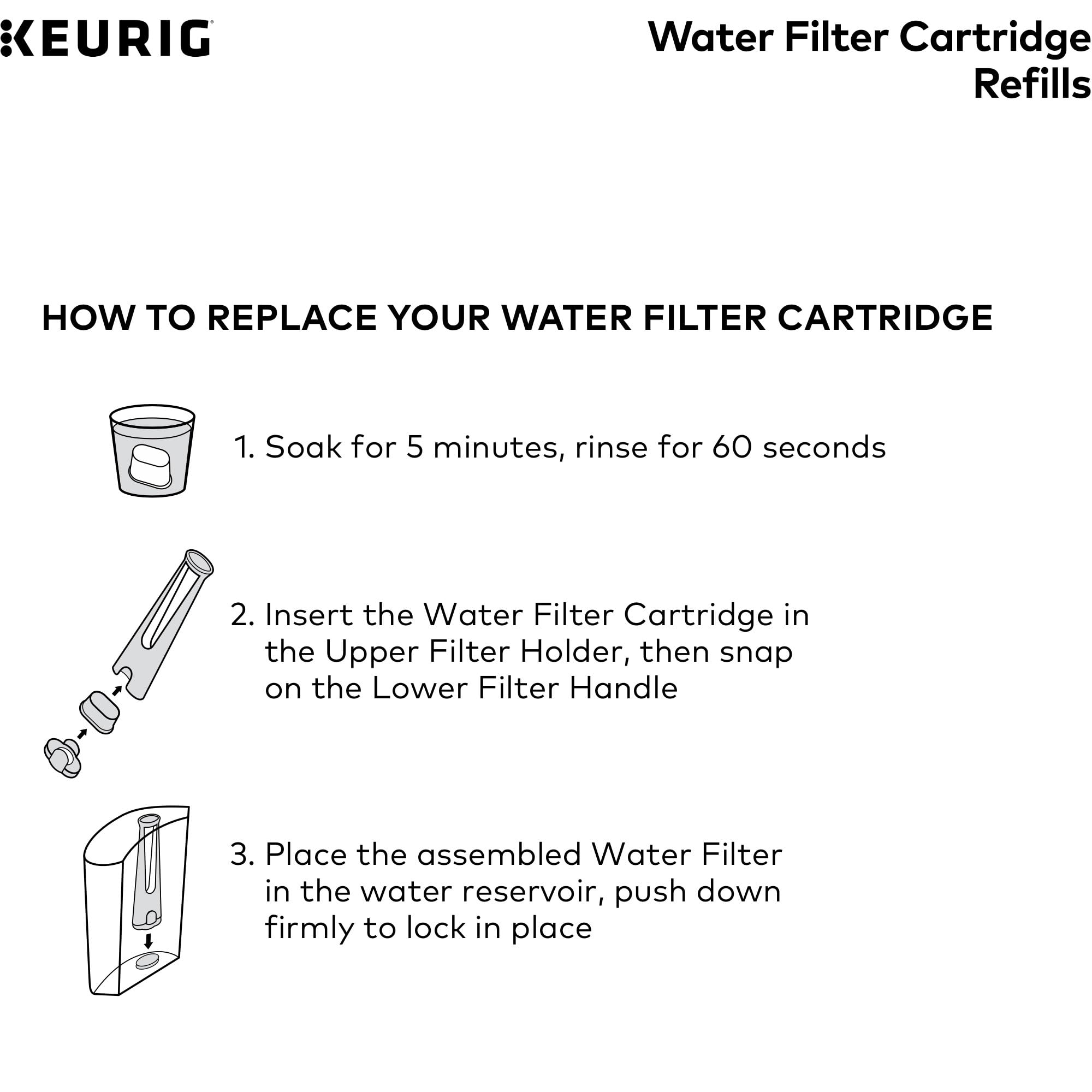 Keurig Water Filter Refill Cartridges, Replacement Water Filter Cartridges, Compatible with 2.0 K-Cup Pod Coffee Makers, 2 Count