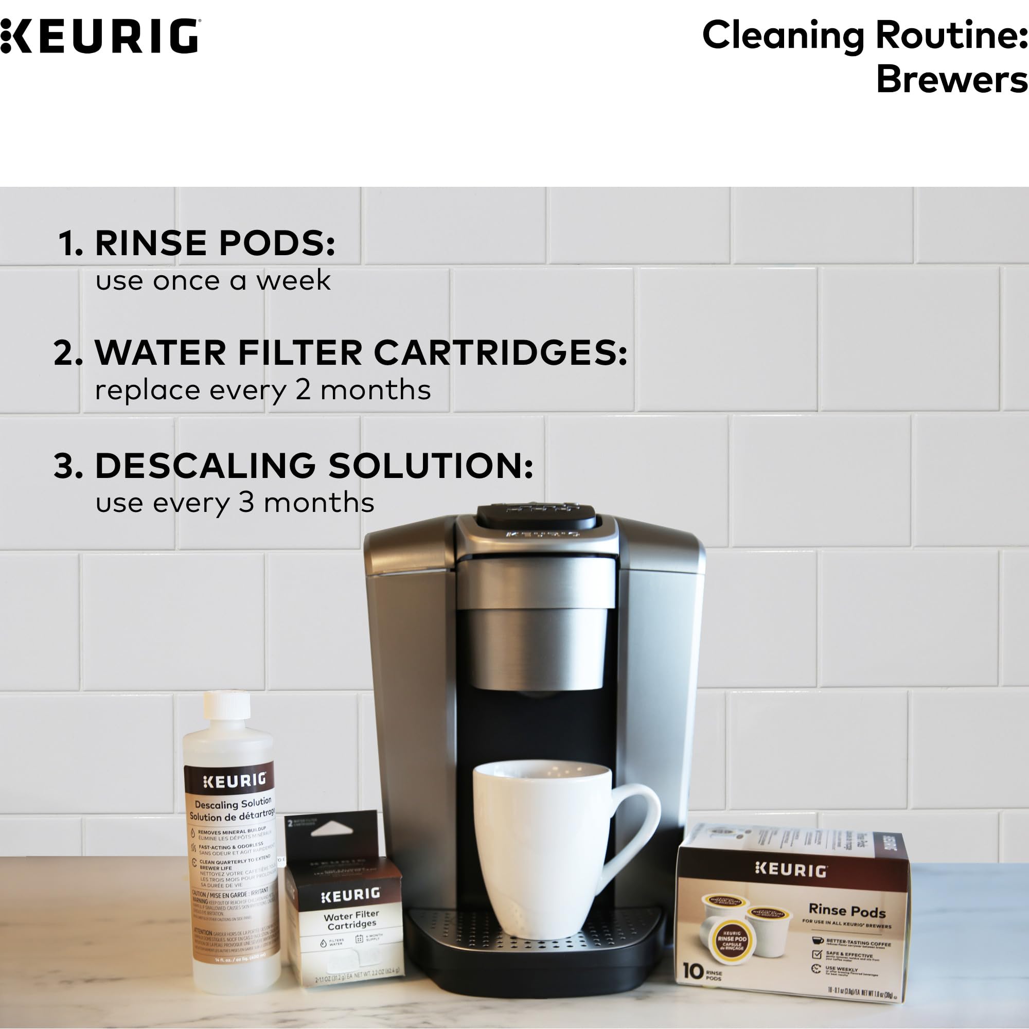 Keurig Water Filter Refill Cartridges, Replacement Water Filter Cartridges, Compatible with 2.0 K-Cup Pod Coffee Makers, 2 Count