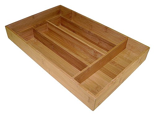 Mountain Woods Cream Felt 6 Compartment Premium Hardwood Kitchen Drawer Organizer with Dividers | Utensil and Cutlery Tray - 2.5" x 9.5" x 1.5"