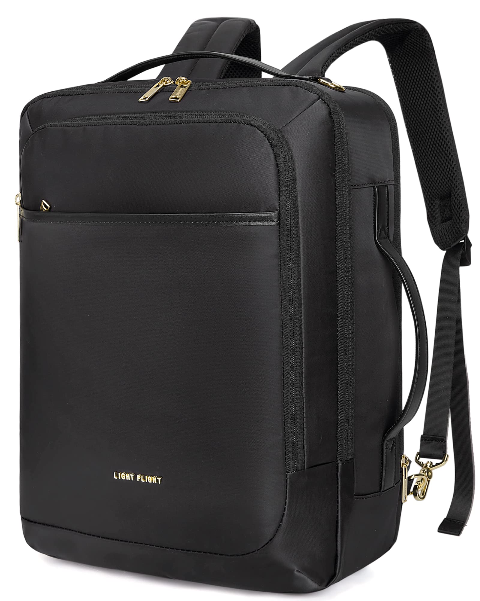 LIGHT FLIGHT Laptop Backpack Women, Large Computer Backpack for 17.3 Inch Laptop, Professional Womens Work Backpack, Convertible 3 In 1 Backpacks Water Resistant, Black