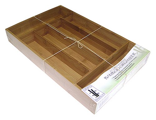 Mountain Woods Cream Felt 6 Compartment Premium Hardwood Kitchen Drawer Organizer with Dividers | Utensil and Cutlery Tray - 2.5" x 9.5" x 1.5"