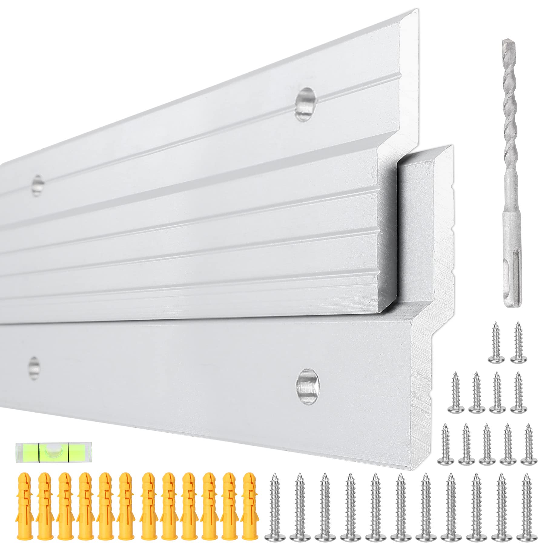 2-Pairs Heavy Duty 30-inch Aluminum French Cleat Hanger, Z Bar Clips Mount for Mirror and Picture, 200-Pound Max Load Secure Wall Mounting Interlocking Brackets Z-Hangers, Hardware Include