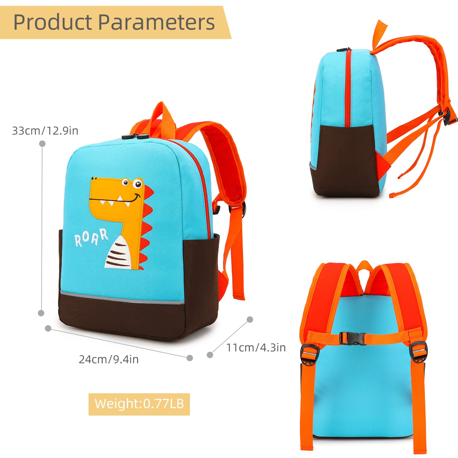 willikiva Kids Cute Dinosaur Car Toddler Backpack for Boys and Girls School Bag(Dinosaur)
