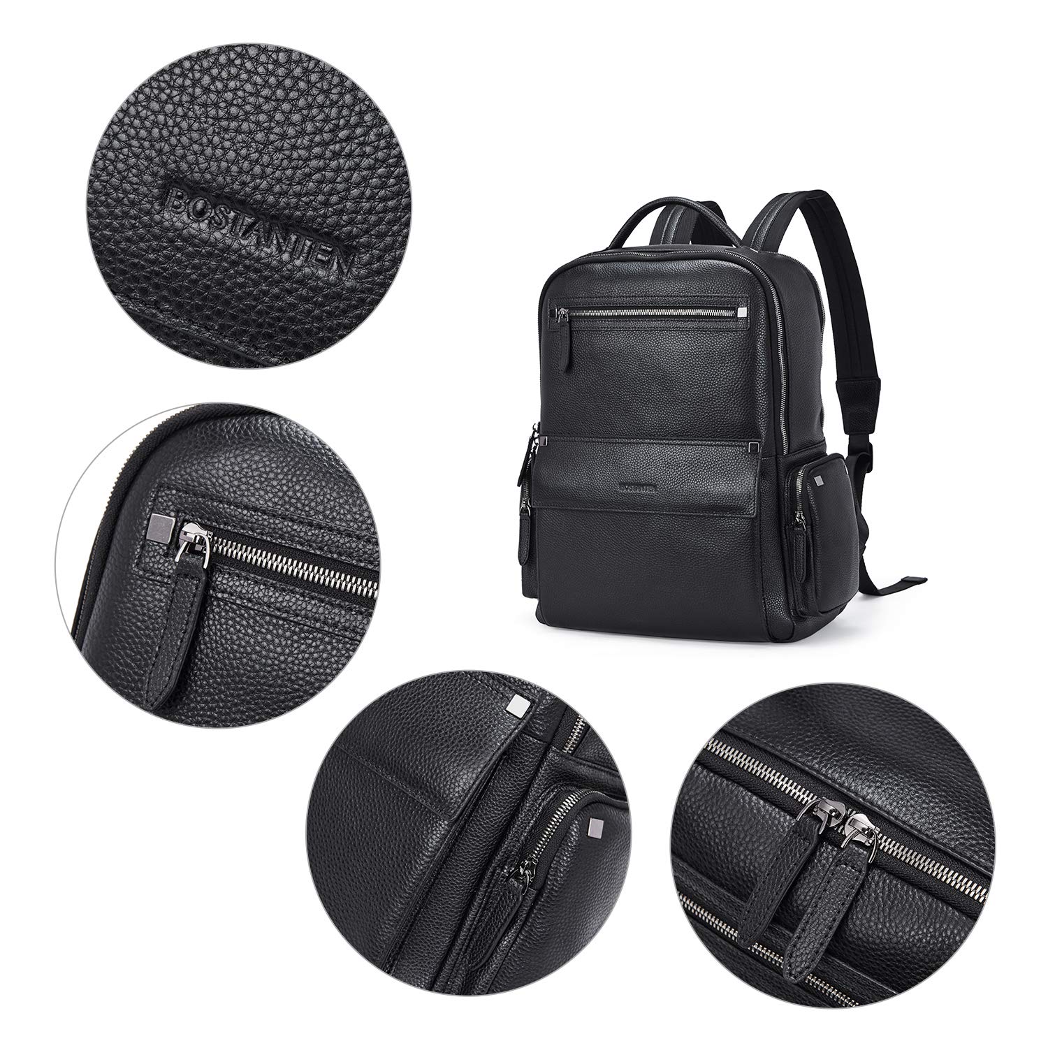 BOSTANTEN Men Leather Backpack 15.6β Laptop Backpack Travel Business Office Bag Large Capacity College