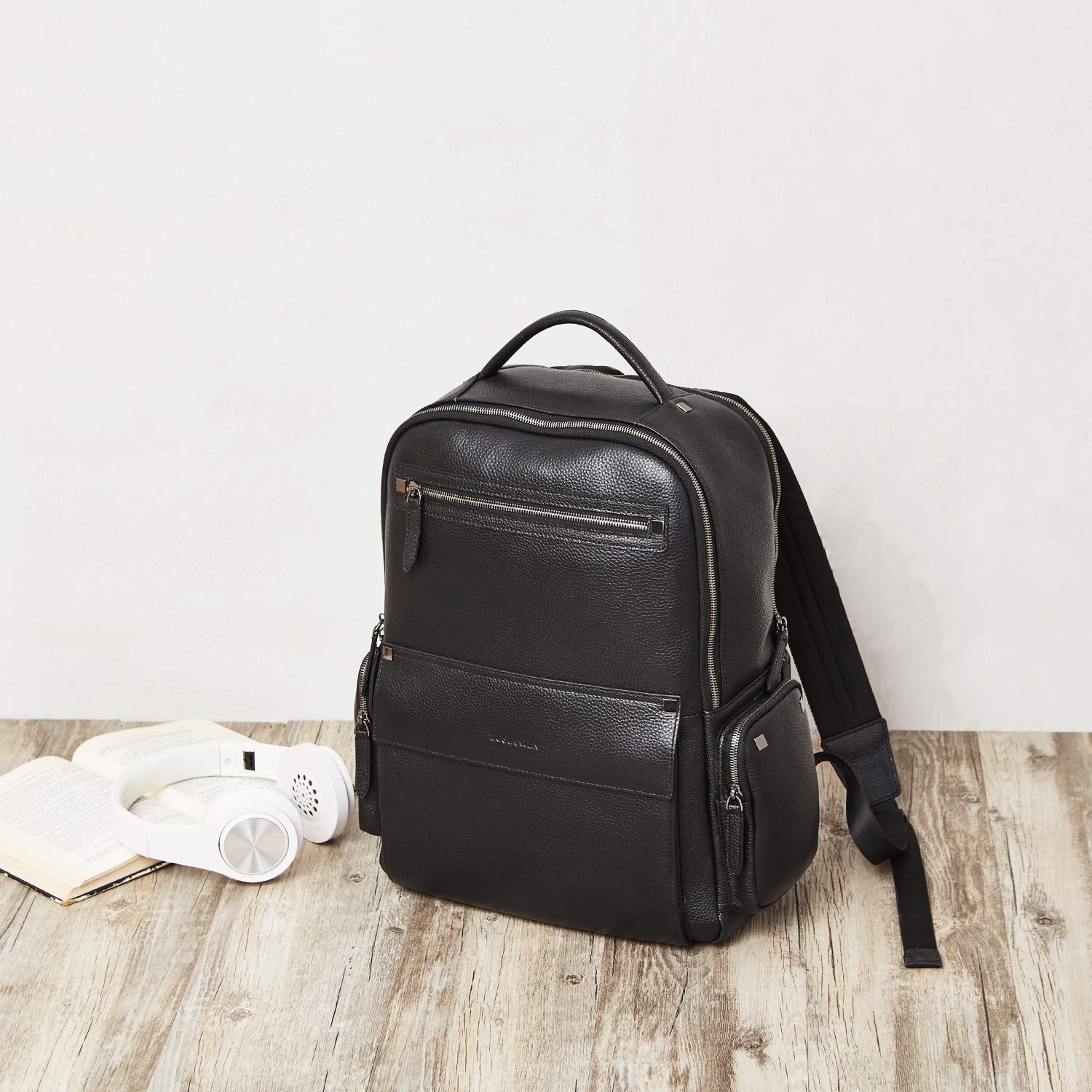 BOSTANTEN Men Leather Backpack 15.6β Laptop Backpack Travel Business Office Bag Large Capacity College