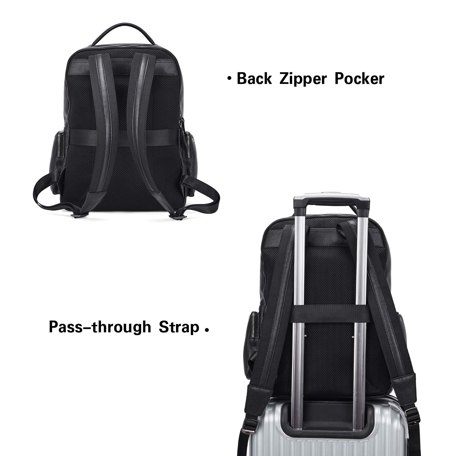 BOSTANTEN Men Leather Backpack 15.6β Laptop Backpack Travel Business Office Bag Large Capacity College