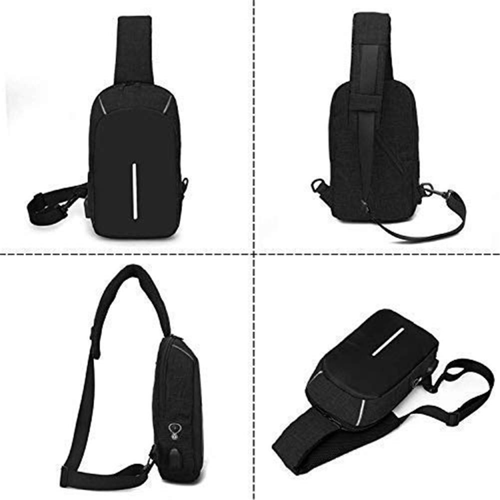 Sling Bag Crossbody Anti Theft Chest Backpack Shoulder Bag Lightweight Shoulder Slim Multipurpose Bag with USB Charging Port