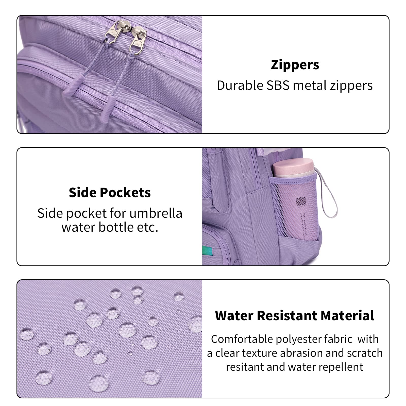 Harlang multi-function Backpack for teens, Laptop Backpack Fit 15.6 Inch, Classic Bookbag with Multi Pockets, Durable for School & Travel & Business - Purple