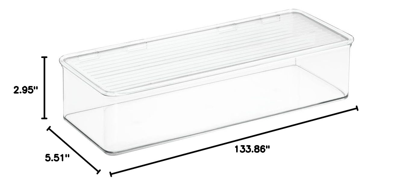iDesign Kitchen Binz Stackable Box, 14cm x 34cm x 7.5cm, Clear, 14 x 34 x 7.5 cm