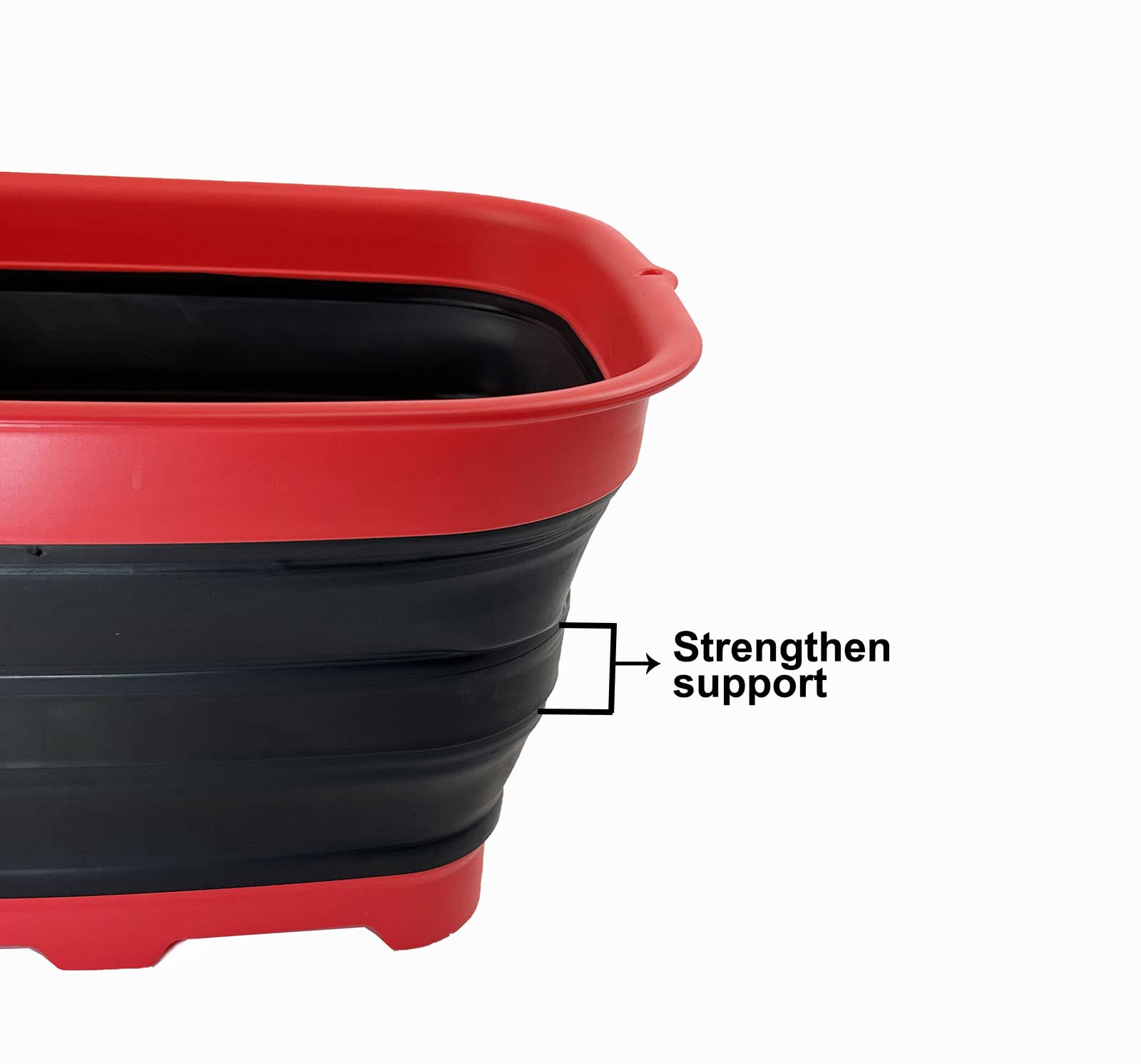 SAMMART 15L (3.9 Gallon) Collapsible Dishpan with Draining Plug - Foldable Washing Basin - Portable Dish Washing Tub - Space Saving Kitchen Storage Tray (Vermeil/Black)