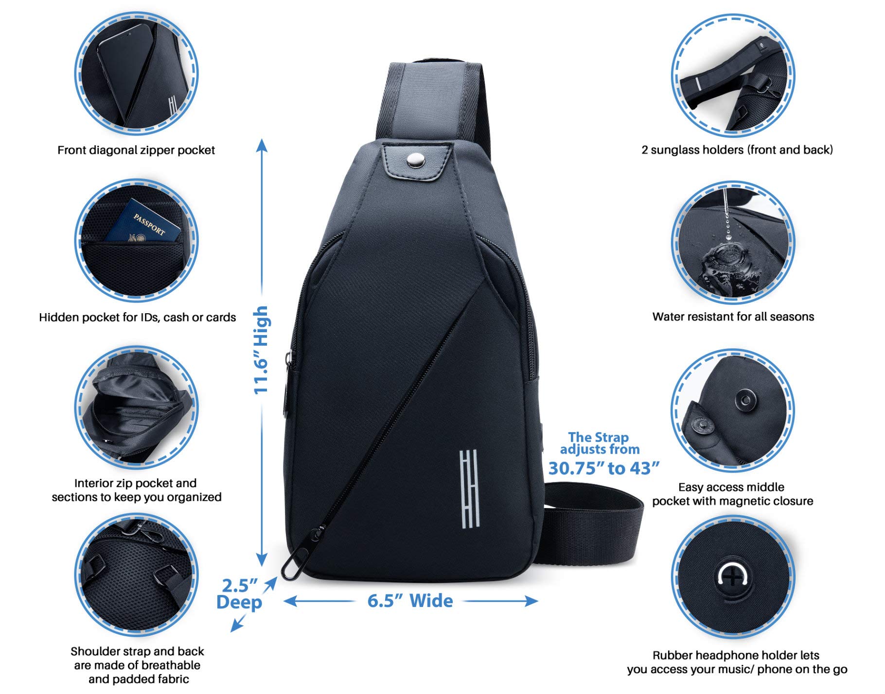 Young CEO Small Sling Bag Crossbody Sling Backpack Travel Hiking Chest Bag Daypack for Traveling Chest One Shoulder