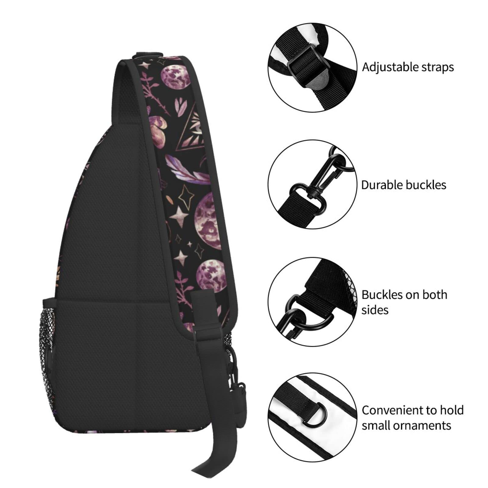 Sling Bag Tarot Moon Butterfly Magic Goth Hiking Daypack Crossbody Shoulder Backpack Travel Chest Pack for Men Women