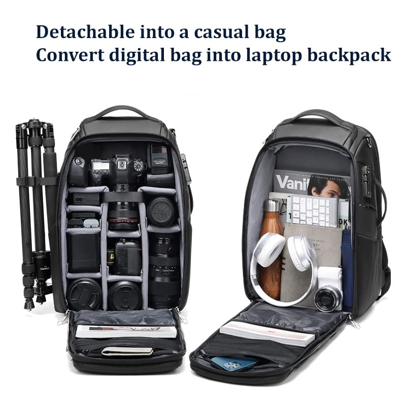 Men travel Professional camera backpack With tripod bracket, Detachable into a Anti-theft travel 17 inch Laptop Backpack, 40L outdoors business backpack,Applicable to digital SLR camera