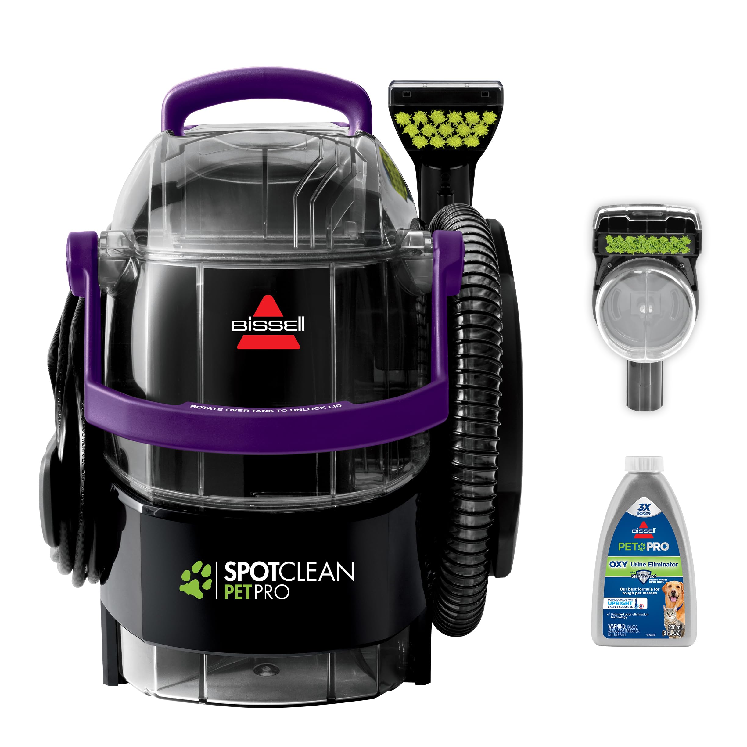 BISSELL SpotClean Pet Pro Portable Carpet Cleaner, 2458, Grapevine Purple, Black