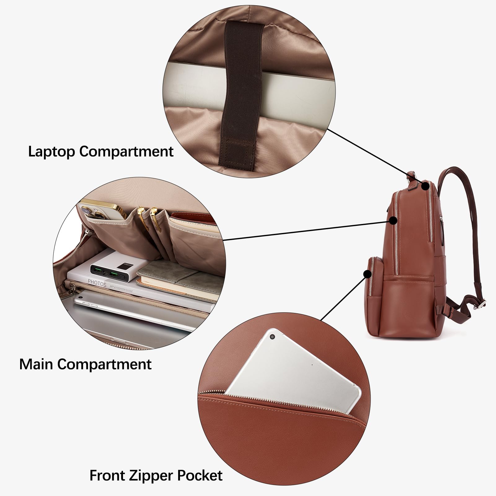 BOSTANTEN Genuine Leather 13 inch Laptop Backpack for Women Computer Bag Travel Large College Shoulder Bag