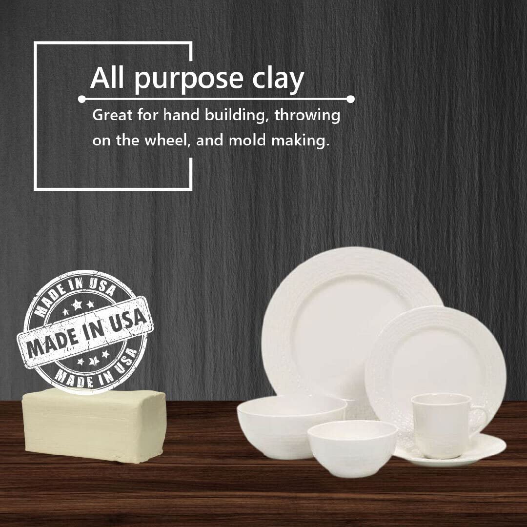 Old Potters Mid High Fire White Stoneware Clay for Pottery | Cone 5 - 10 | Ideal for Wheel Throwing, Hand Building, Sculpting | Great for All Skill Levels | Greenware Clay, 10 lbs.