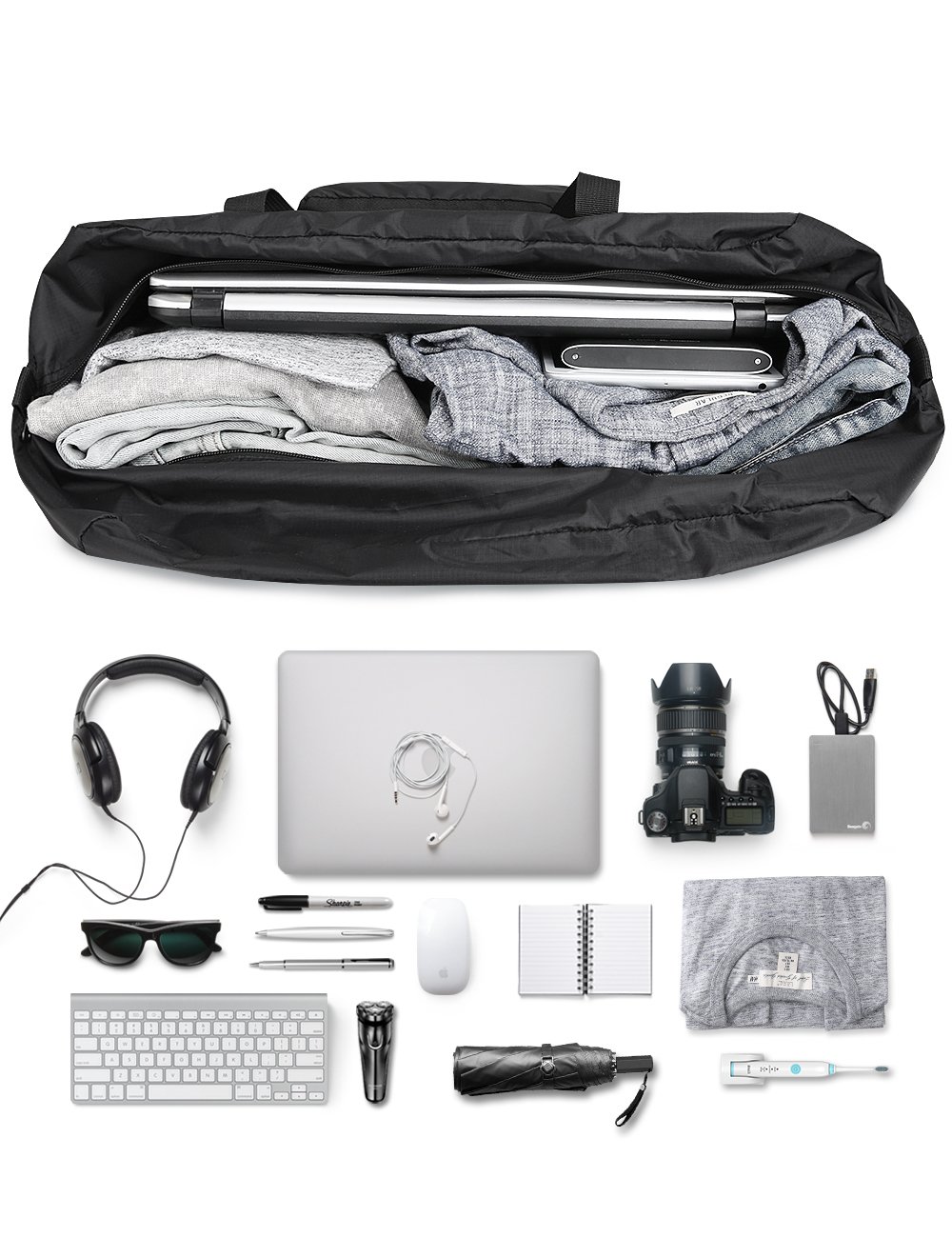 Portable Duffle Bag Backpack Mark Ryden Black 33 Liters Water-Resistant with Multipurpose of use Gym, Duffle Bag, Hiking, Workout, Outdoor, Carry on Backpack, Hand Luggage 33L, Flight Approved Carry-on Bag, Ultra-lightweight only 0.25 pound