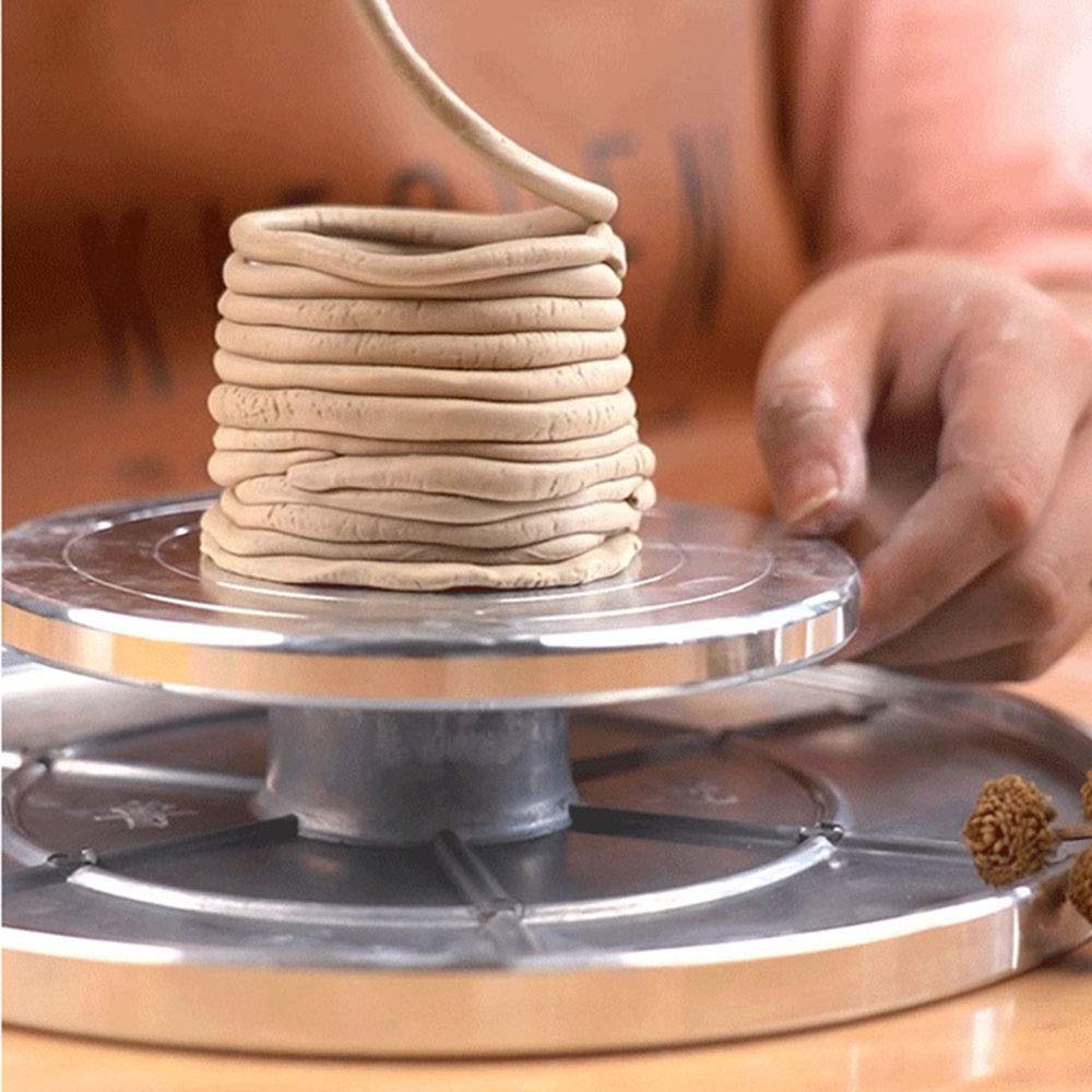 WNGDUA 6.0in/15CM Pottery Wheel Rotating Turntable Aluminium Alloy Double-Sided Pottery Turntable DIY Clay Tools Cake Stand Sculpting Rotary Plate for Art Crafts Ceramic Pottery Wheel Cake Turntable