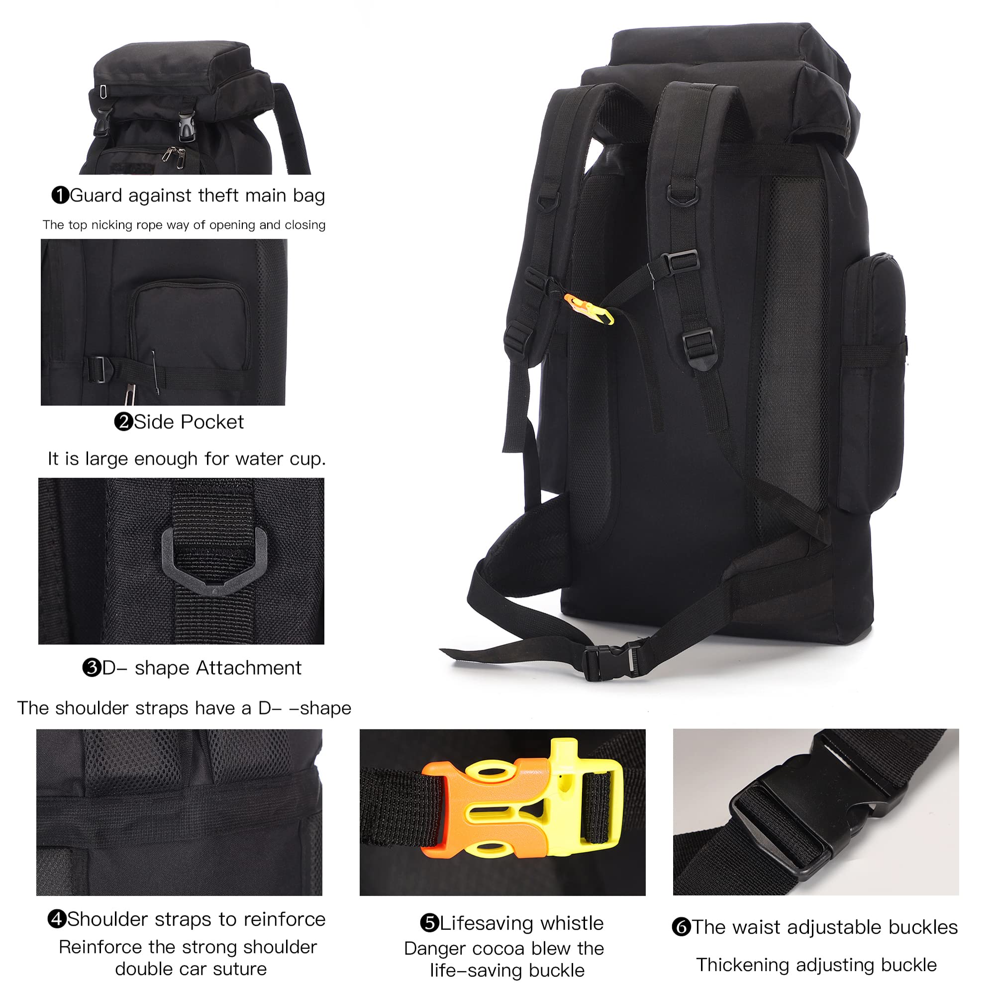 100L Hiking Camping Backpack Tactical Backpack for Men Large Survival Hunting Waterproof Backpack Molle Rucksack Military Camping Backpacking Daypack