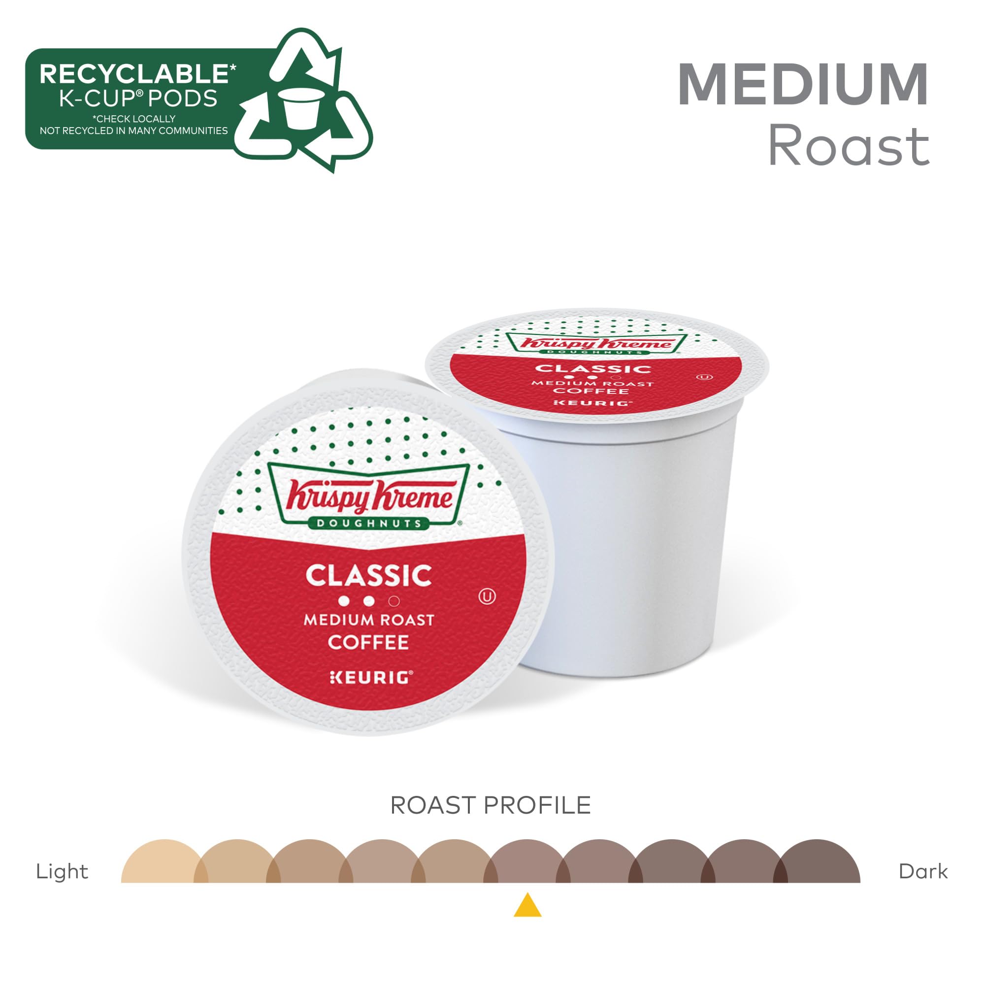 Krispy Kreme Classic, Single-Serve Keurig K-Cup Pods, Medium Roast Coffee Pods, 32 Count