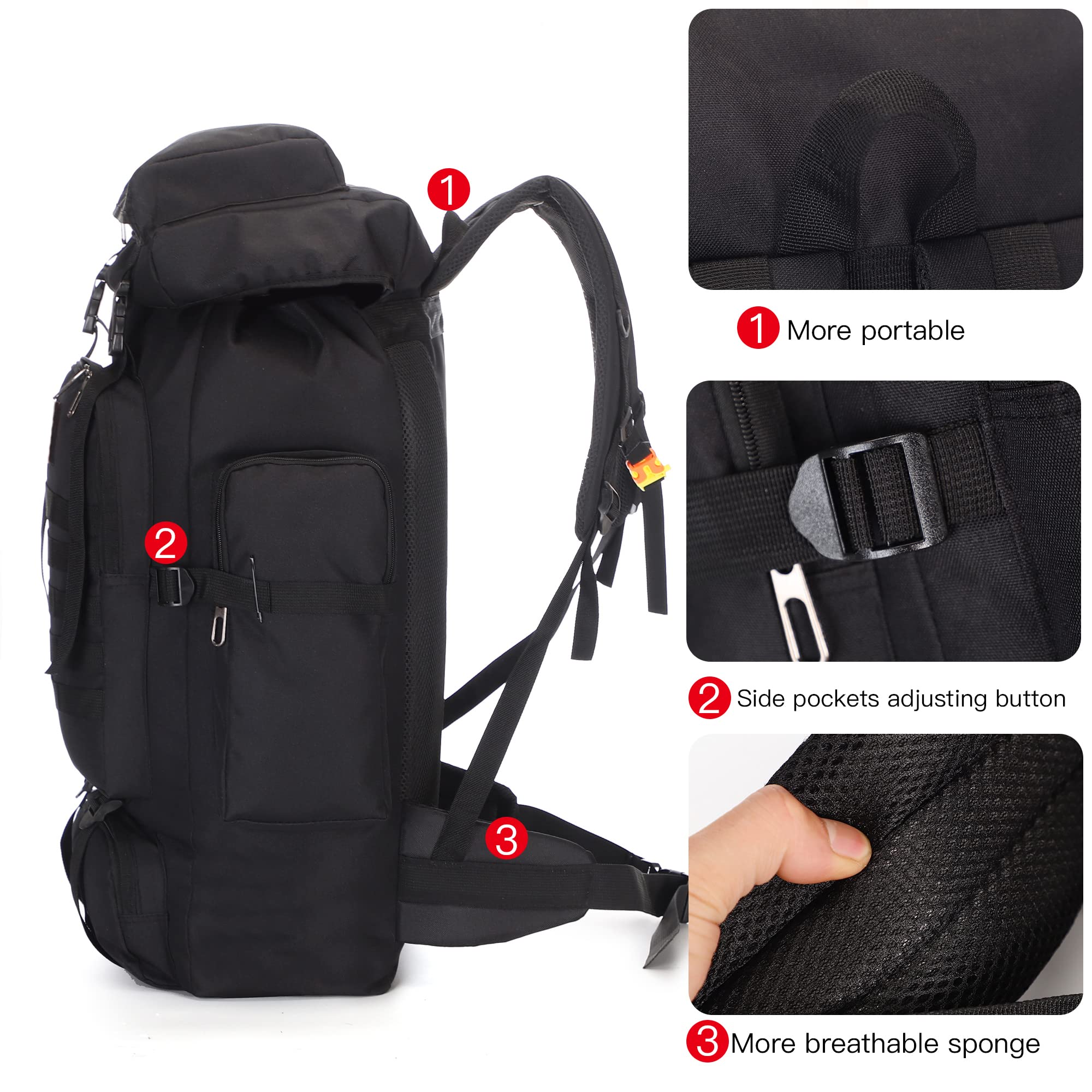 100L Hiking Camping Backpack Tactical Backpack for Men Large Survival Hunting Waterproof Backpack Molle Rucksack Military Camping Backpacking Daypack