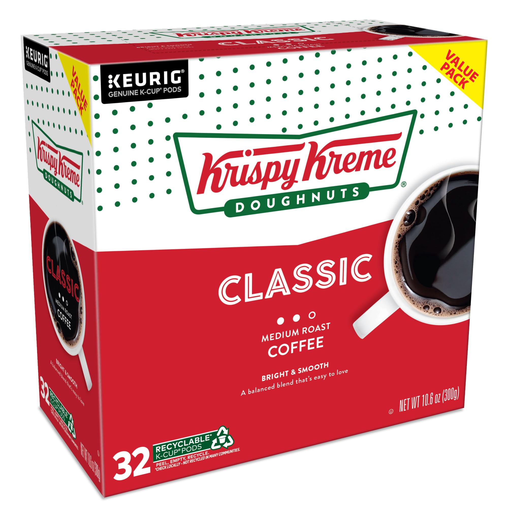Krispy Kreme Classic, Single-Serve Keurig K-Cup Pods, Medium Roast Coffee Pods, 32 Count