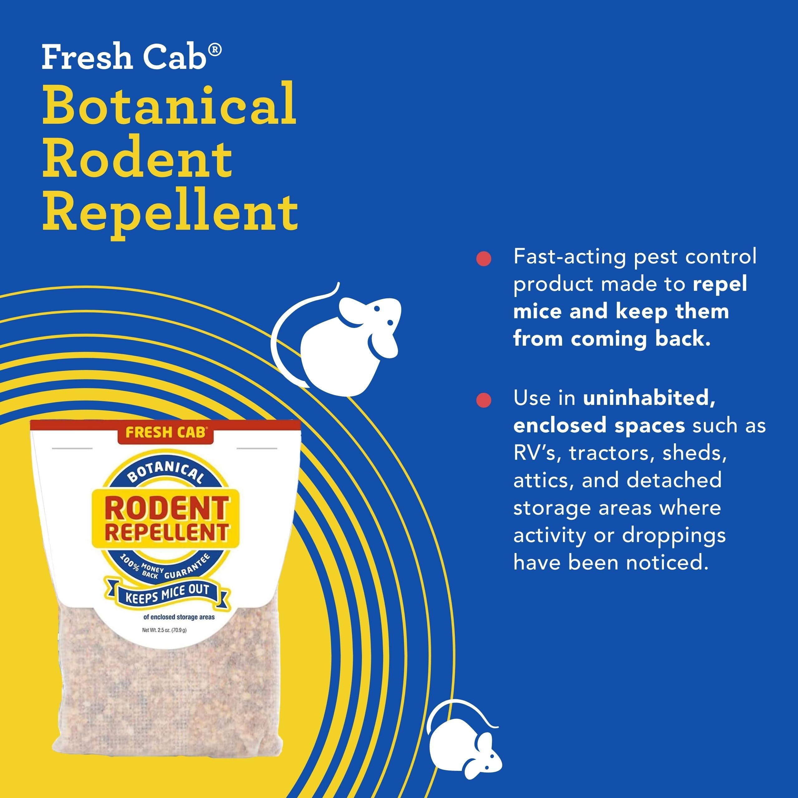 Fresh Cab Botanical Rodent Repellent - Environmentally Friendly, Keeps Mice Out, 4 Scent Pouches