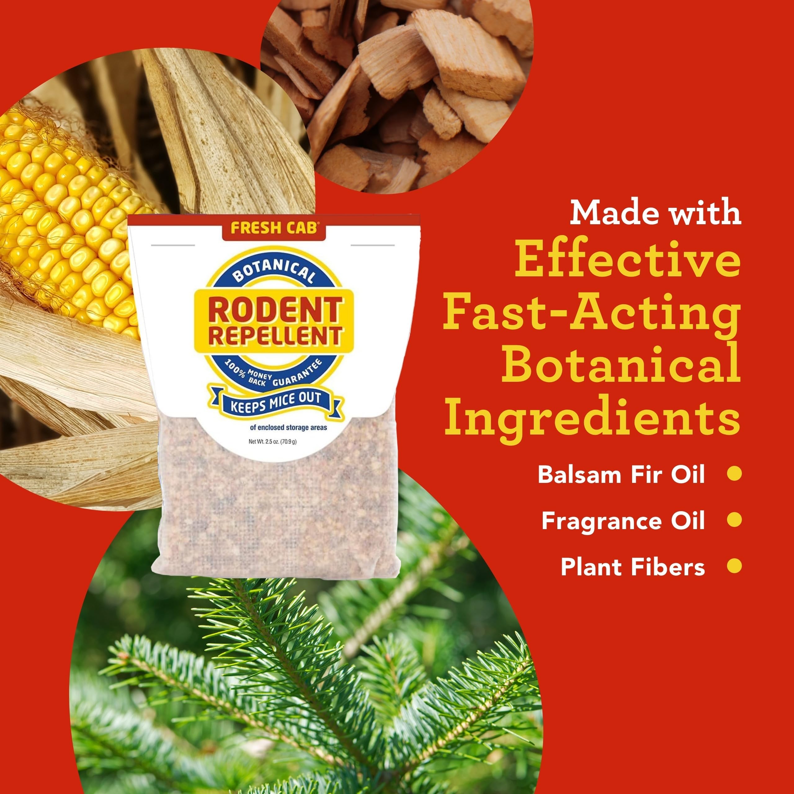 Fresh Cab Botanical Rodent Repellent - Environmentally Friendly, Keeps Mice Out, 4 Scent Pouches